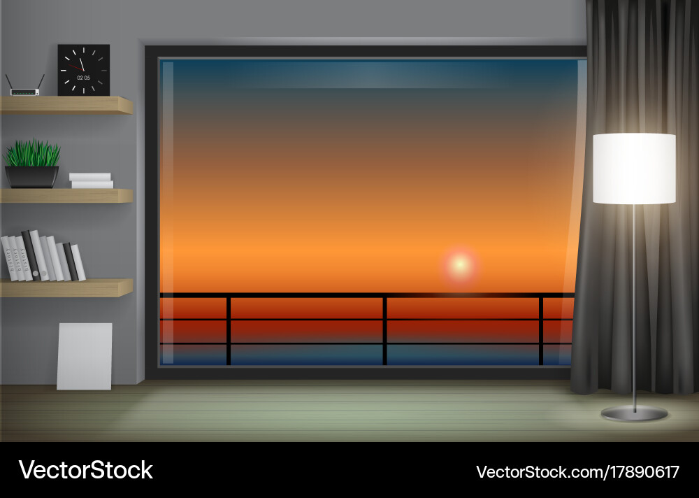 Interior with panoramic window Royalty Free Vector Image