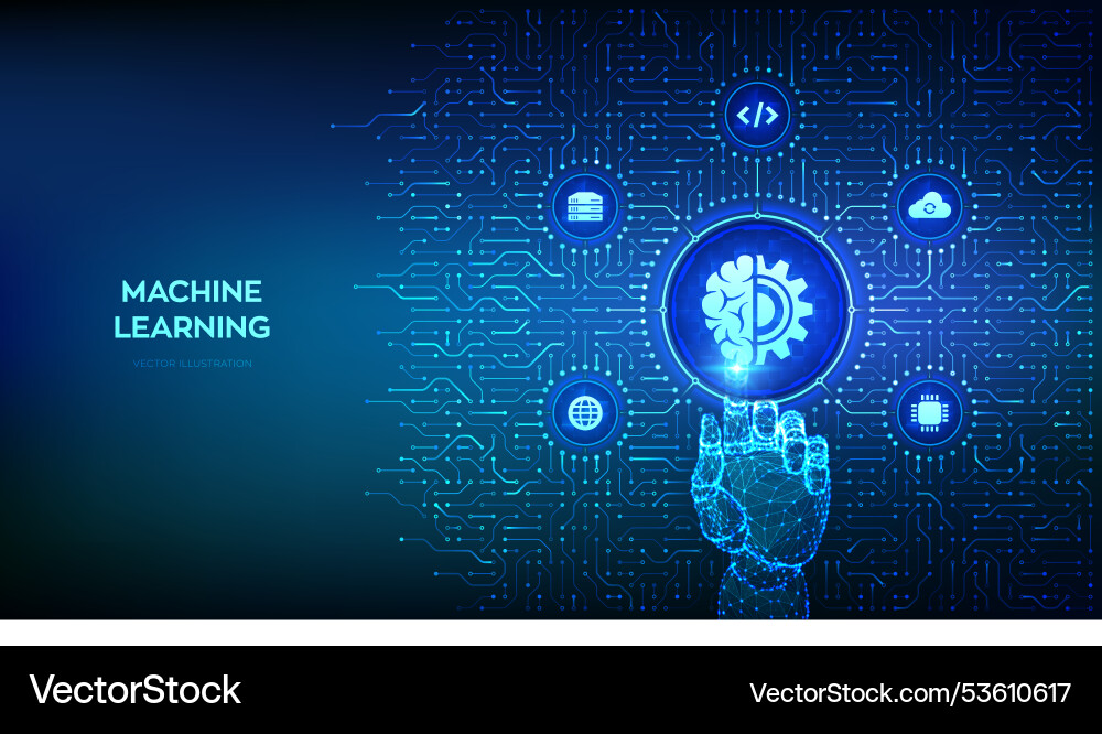 Machine learning ai artificial intelligence deep Vector Image