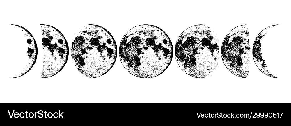 Moon phases planets in solar system astrology Vector Image