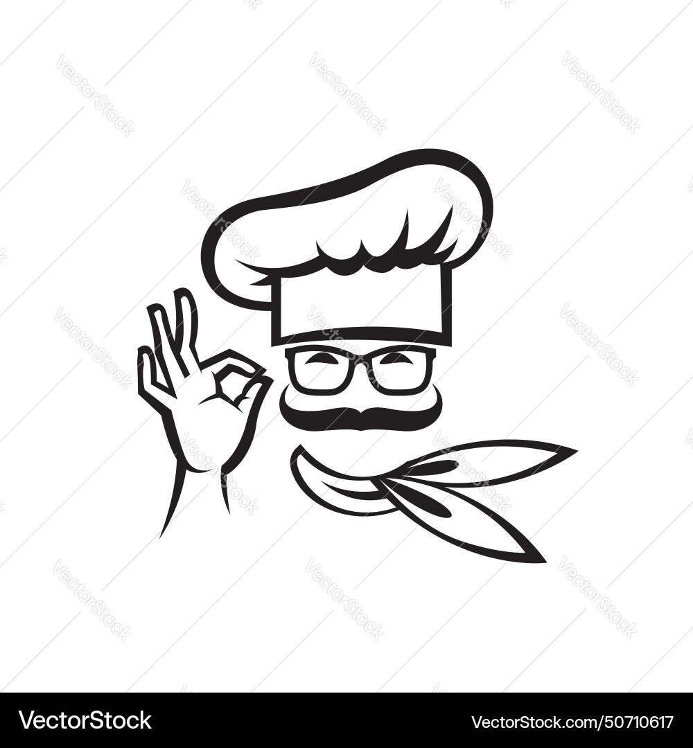 Moustache chef head Royalty Free Vector Image - VectorStock