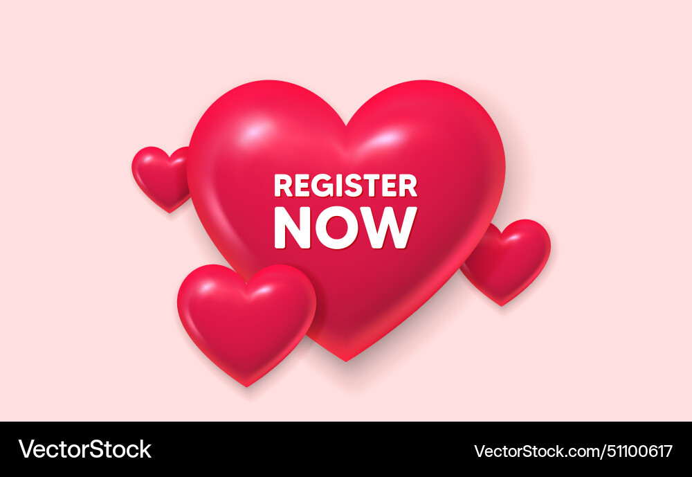 Register now tag free registration offer 3d Vector Image