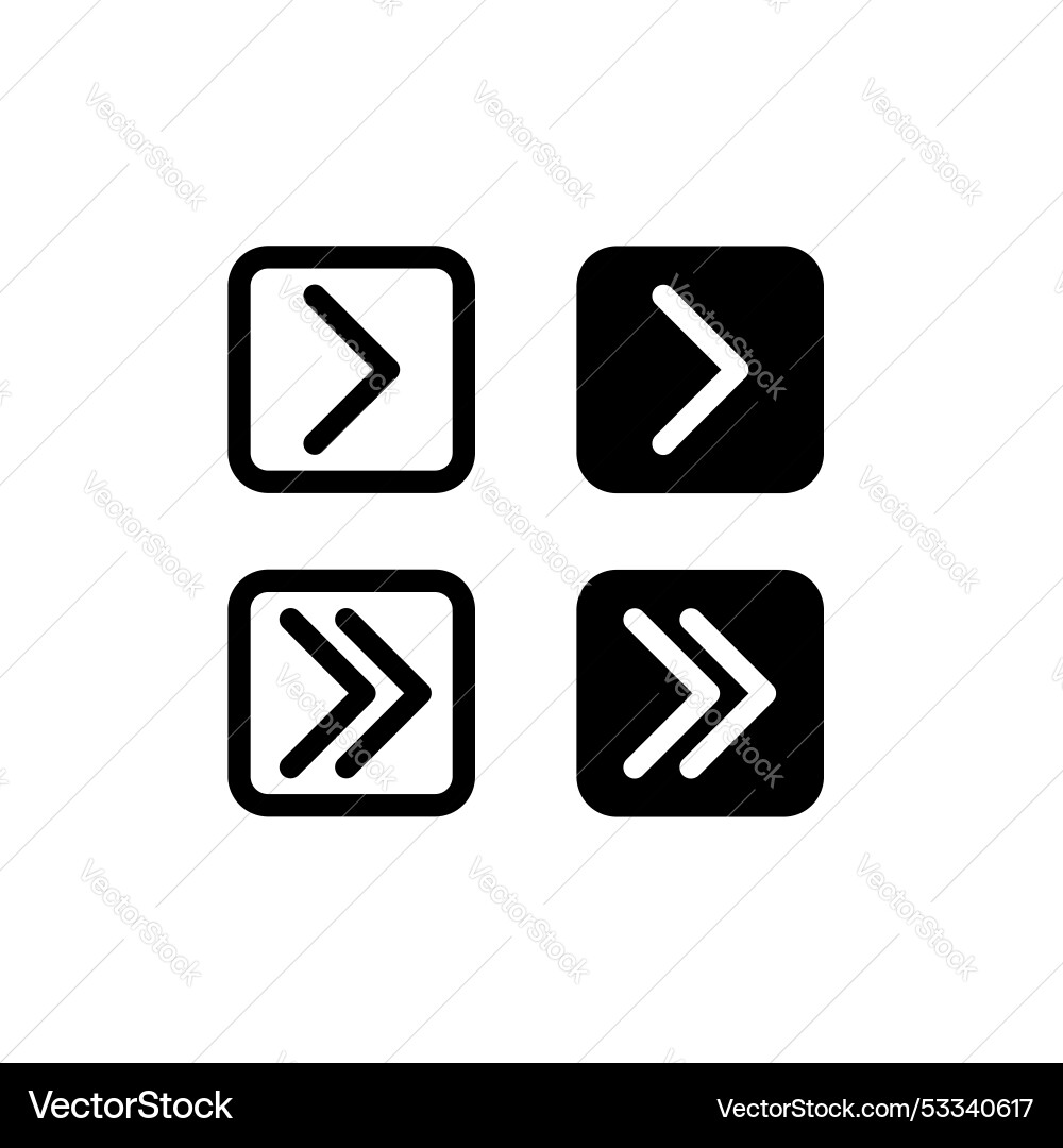 Right arrow icon set next and forward pointer Vector Image