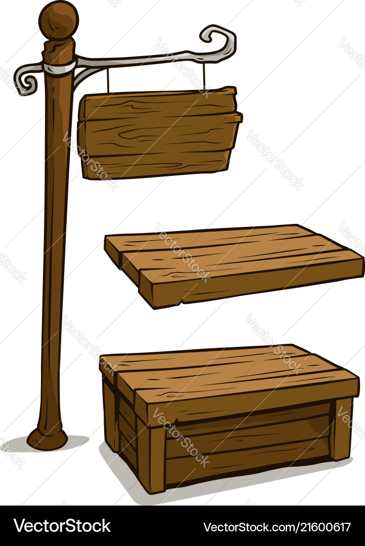Wooden Boards and Boxes Royalty Free Vector Image