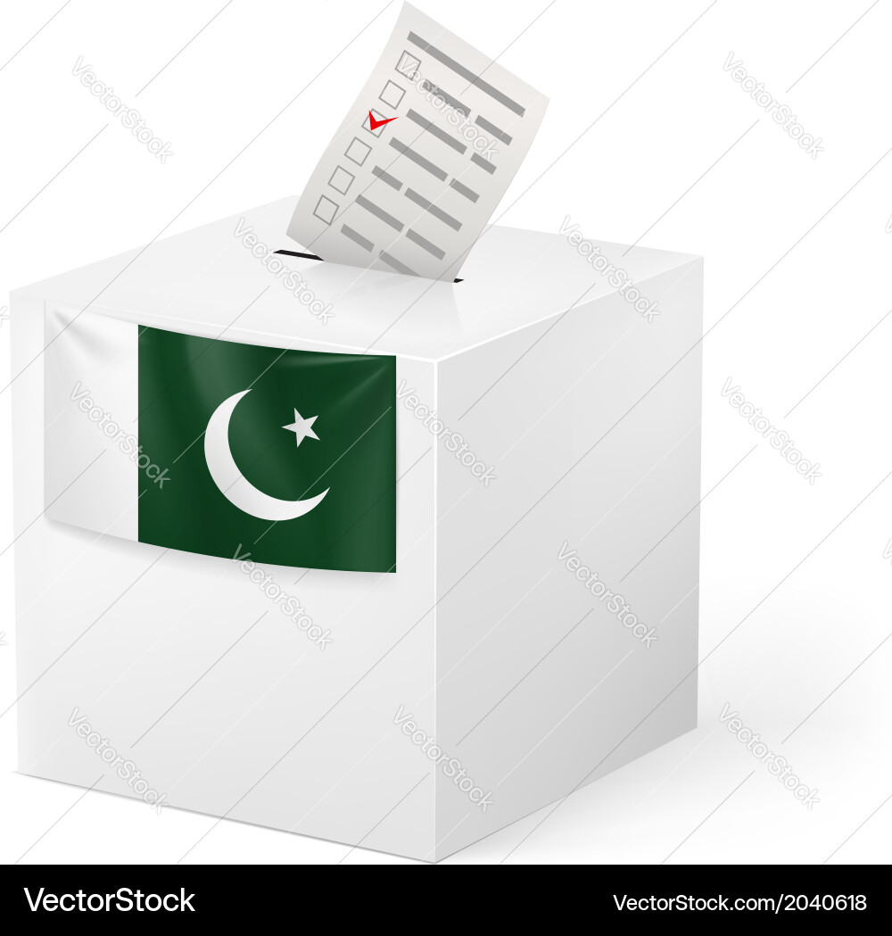 Ballot box with voting paper pakistan Royalty Free Vector