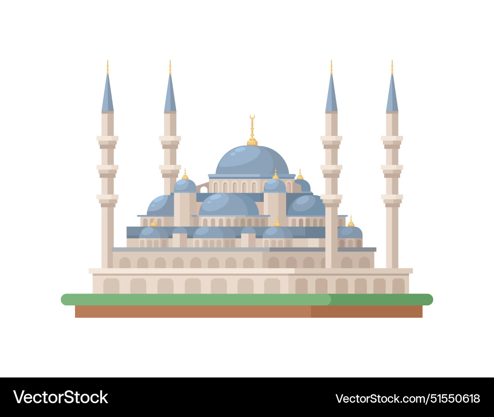Blue mosque istanbul turkey landmark flat design Vector Image