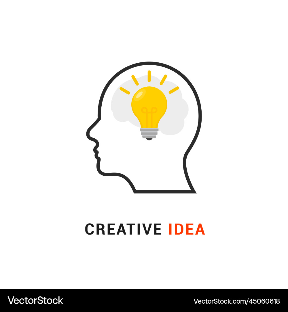 Brain think idea mind head icon man face Vector Image