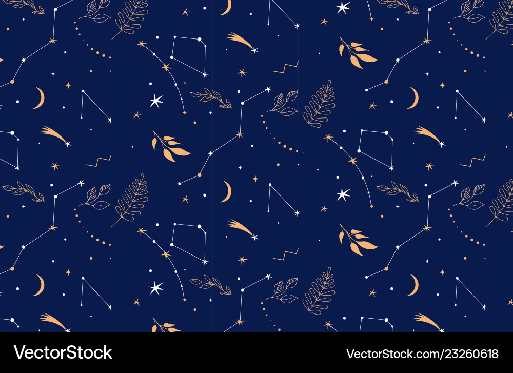 Constellations seamless pattern night background Vector Image