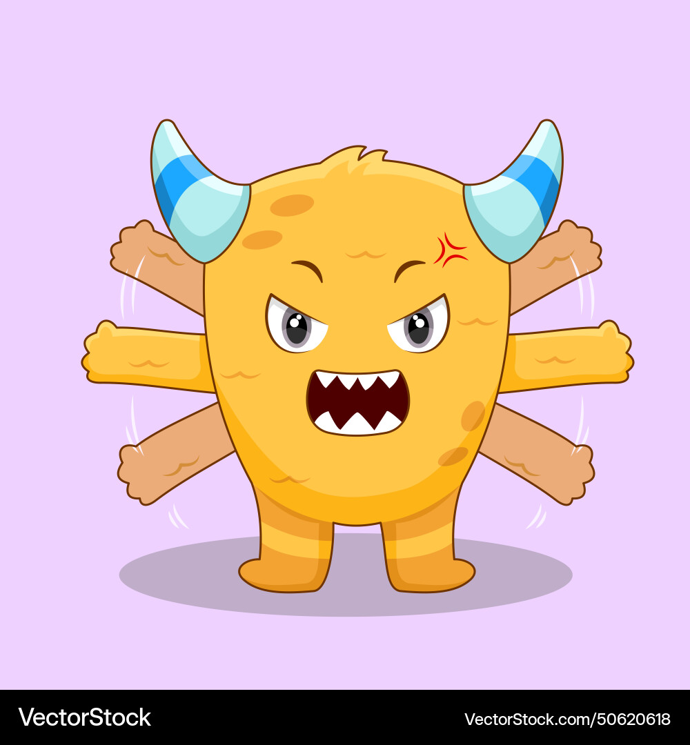 Cute angry yellow monster Royalty Free Vector Image