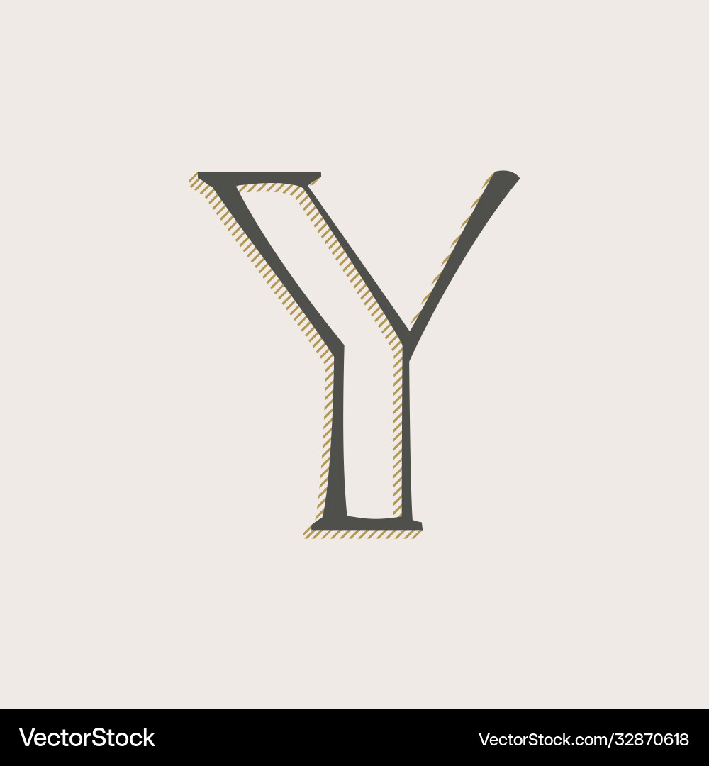 Elegant y letter serif font logo classic thin pen Vector Image