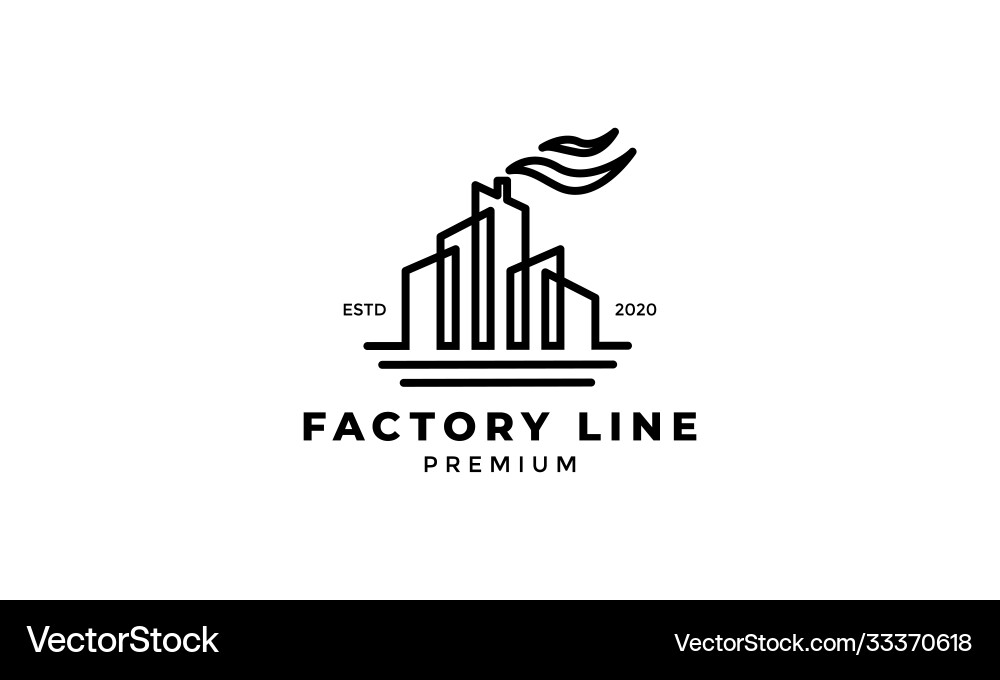 Factory industry building modern logo design line Vector Image