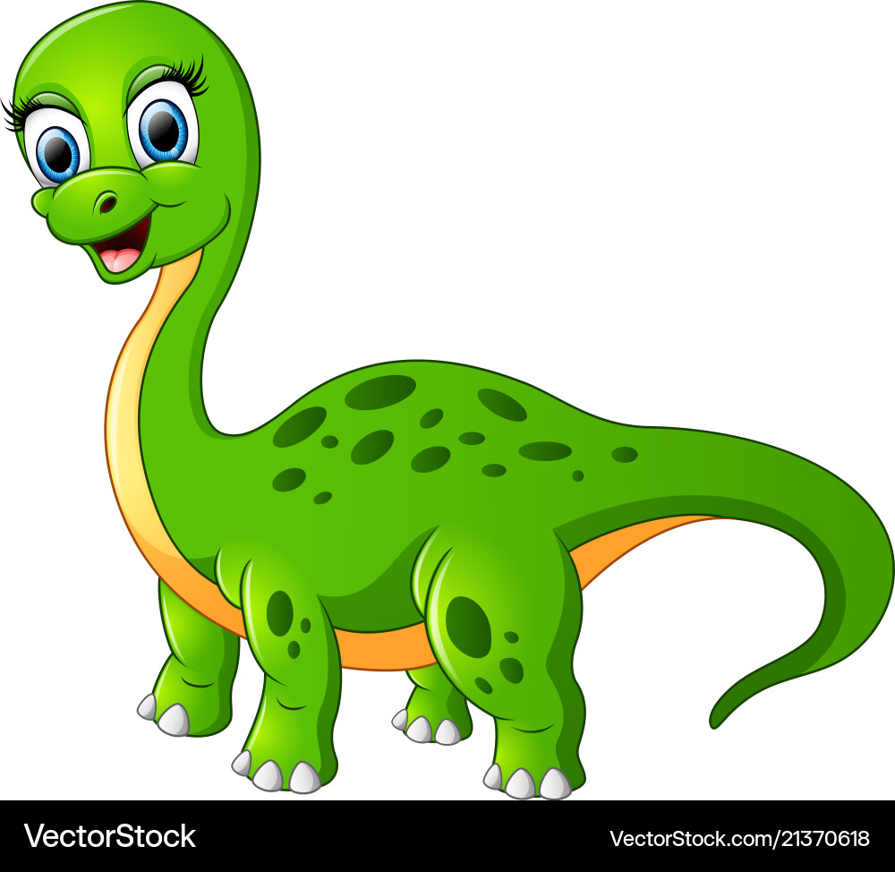 Happy brontosaurus isolated on white background Vector Image