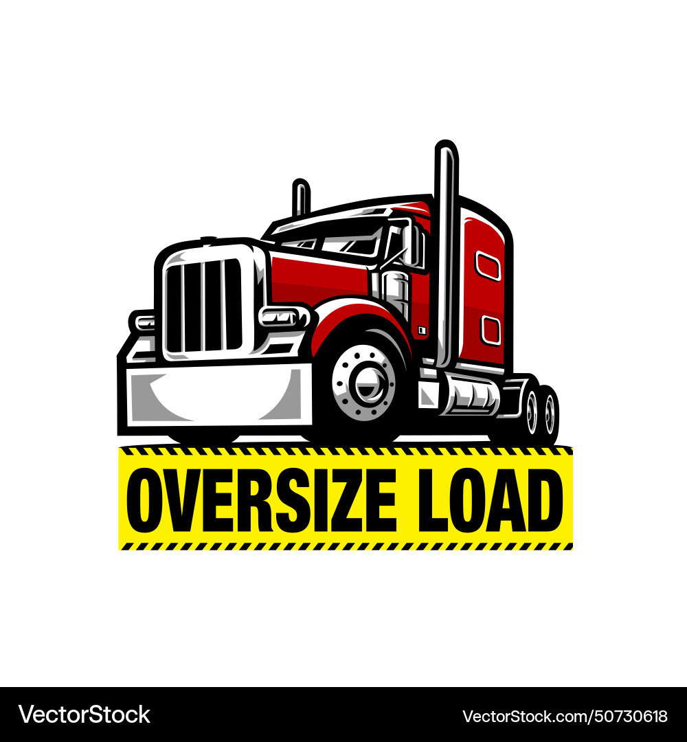 Ovesize load truck logo and banner Royalty Free Vector Image