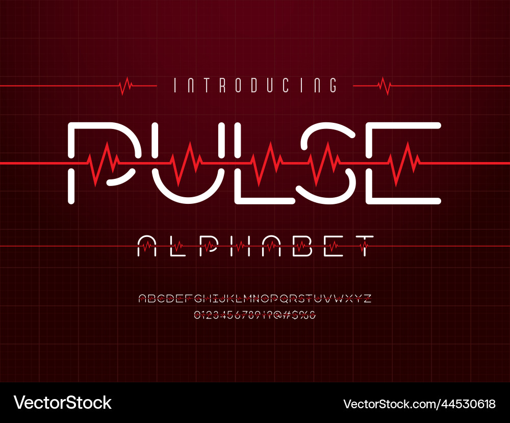 Pulse line font Royalty Free Vector Image - VectorStock