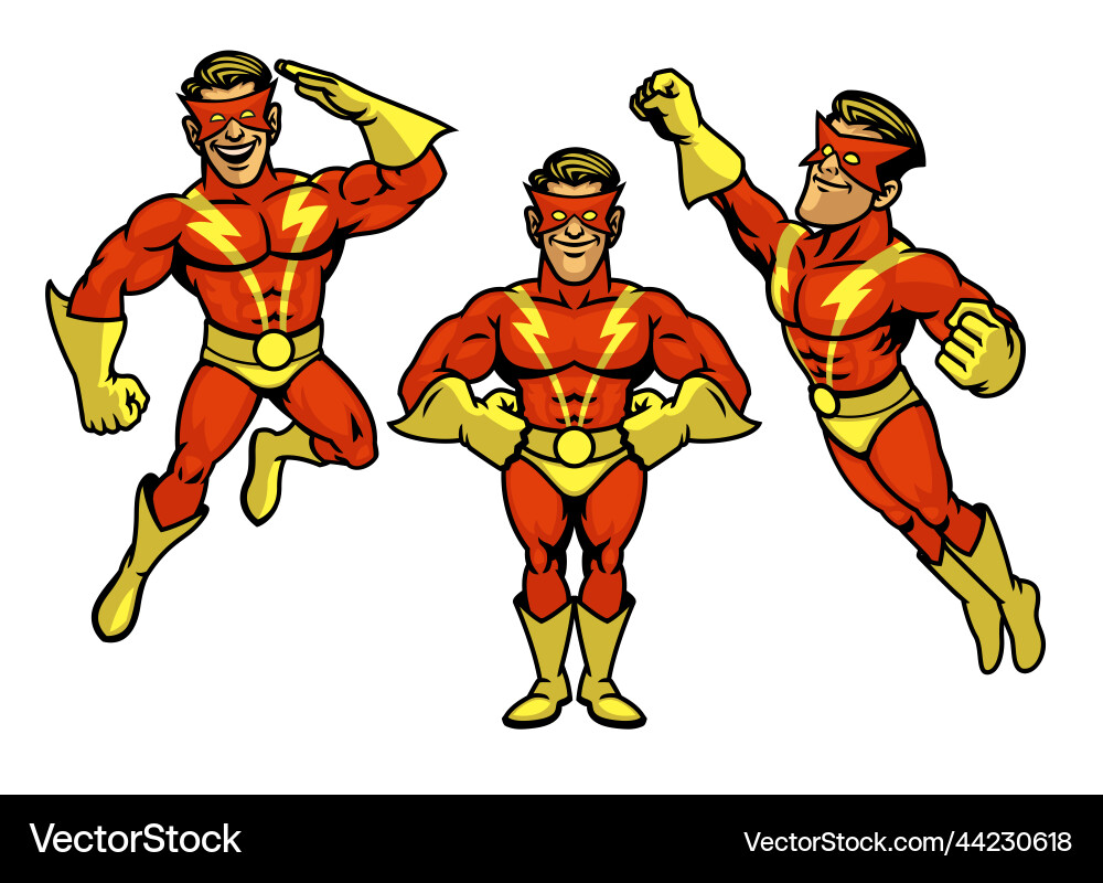 Red masked superhero in set Royalty Free Vector Image