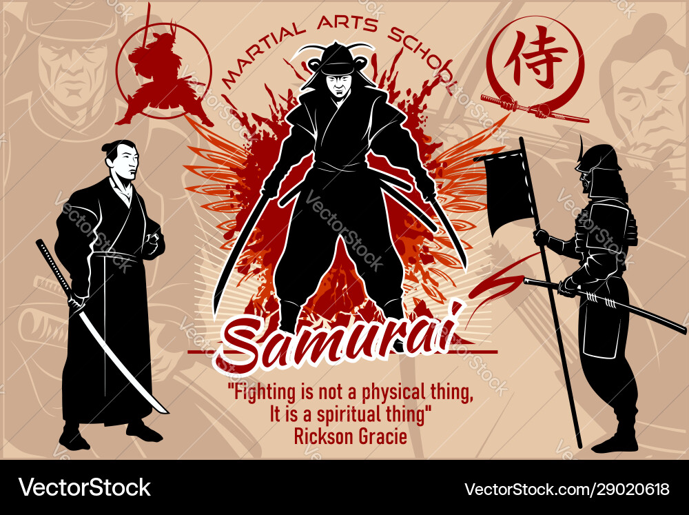 Samurai warriors - set Royalty Free Vector Image