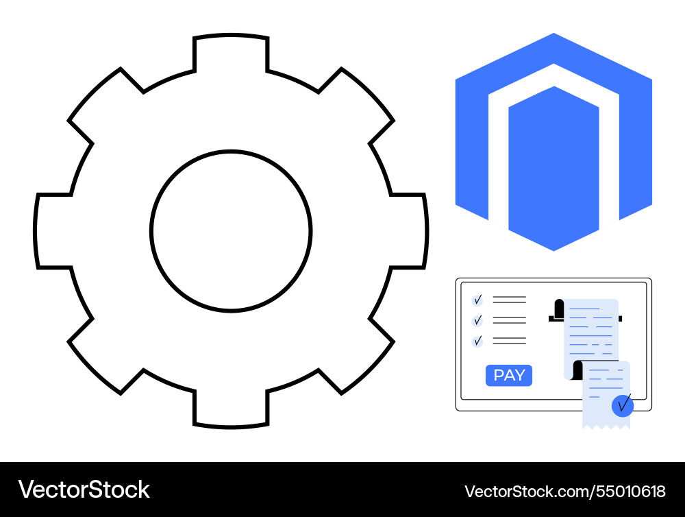 Streamlined payment process with gears digital Vector Image