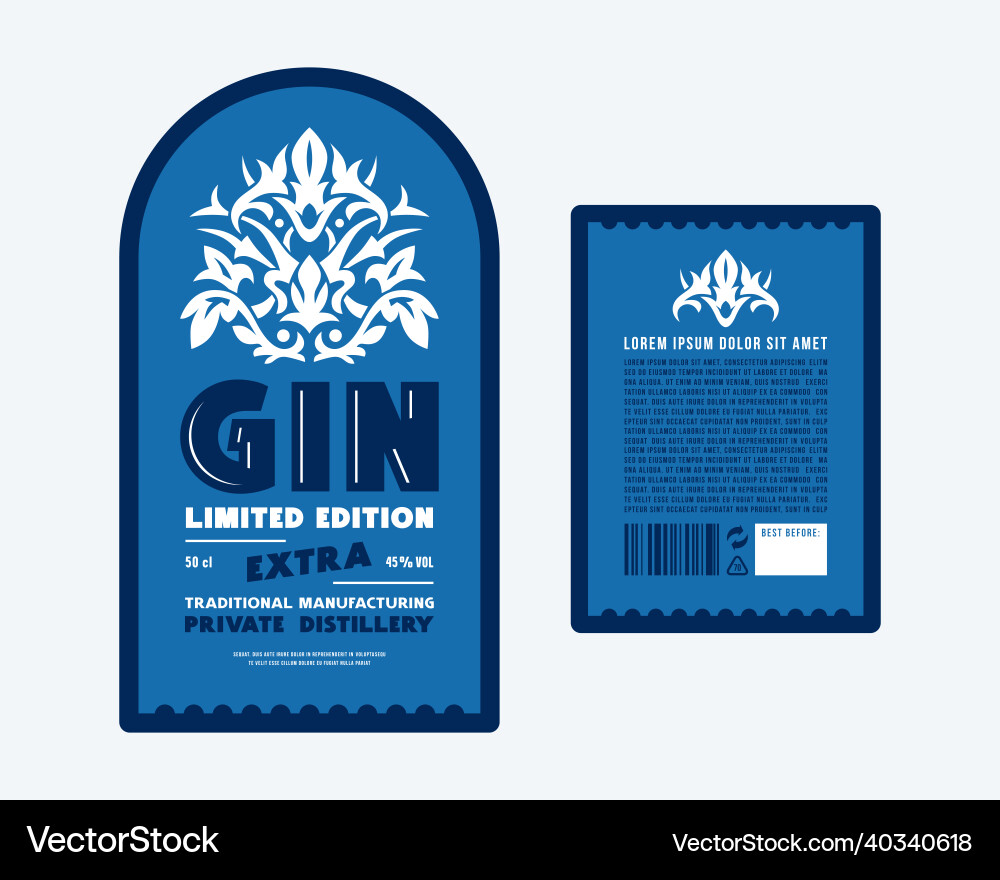 Template of decorative label for gin Royalty Free Vector
