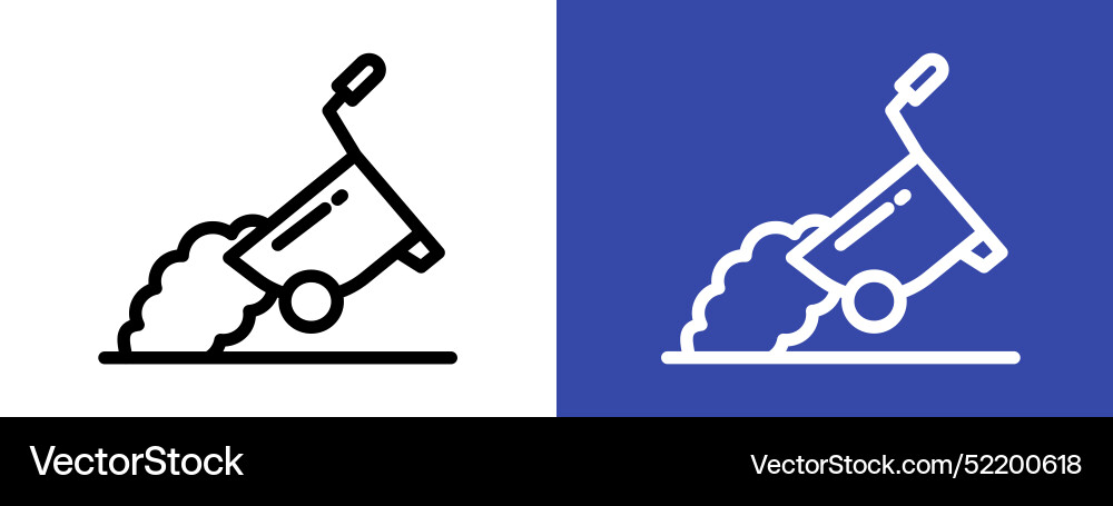 Wheelbarrow unloading icon logo sign set outline Vector Image