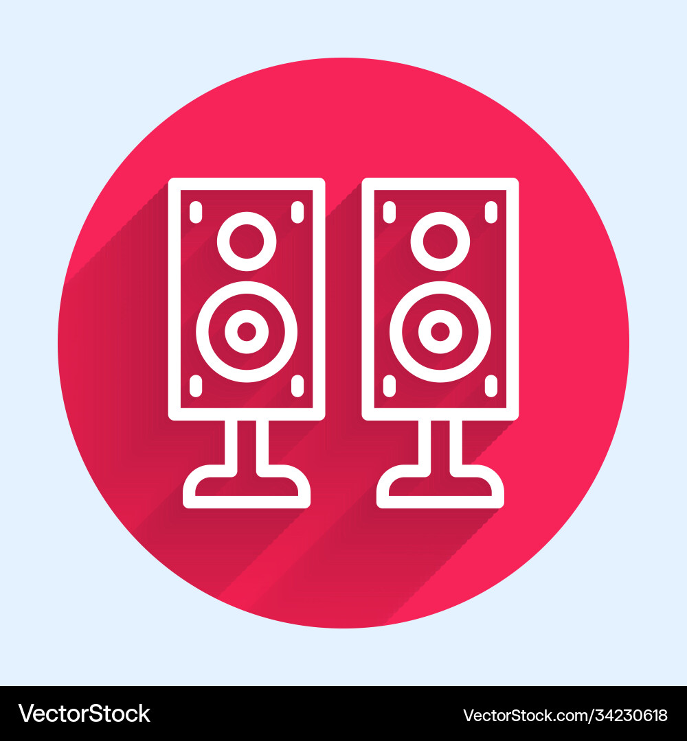 White line stereo speaker icon isolated with long Vector Image