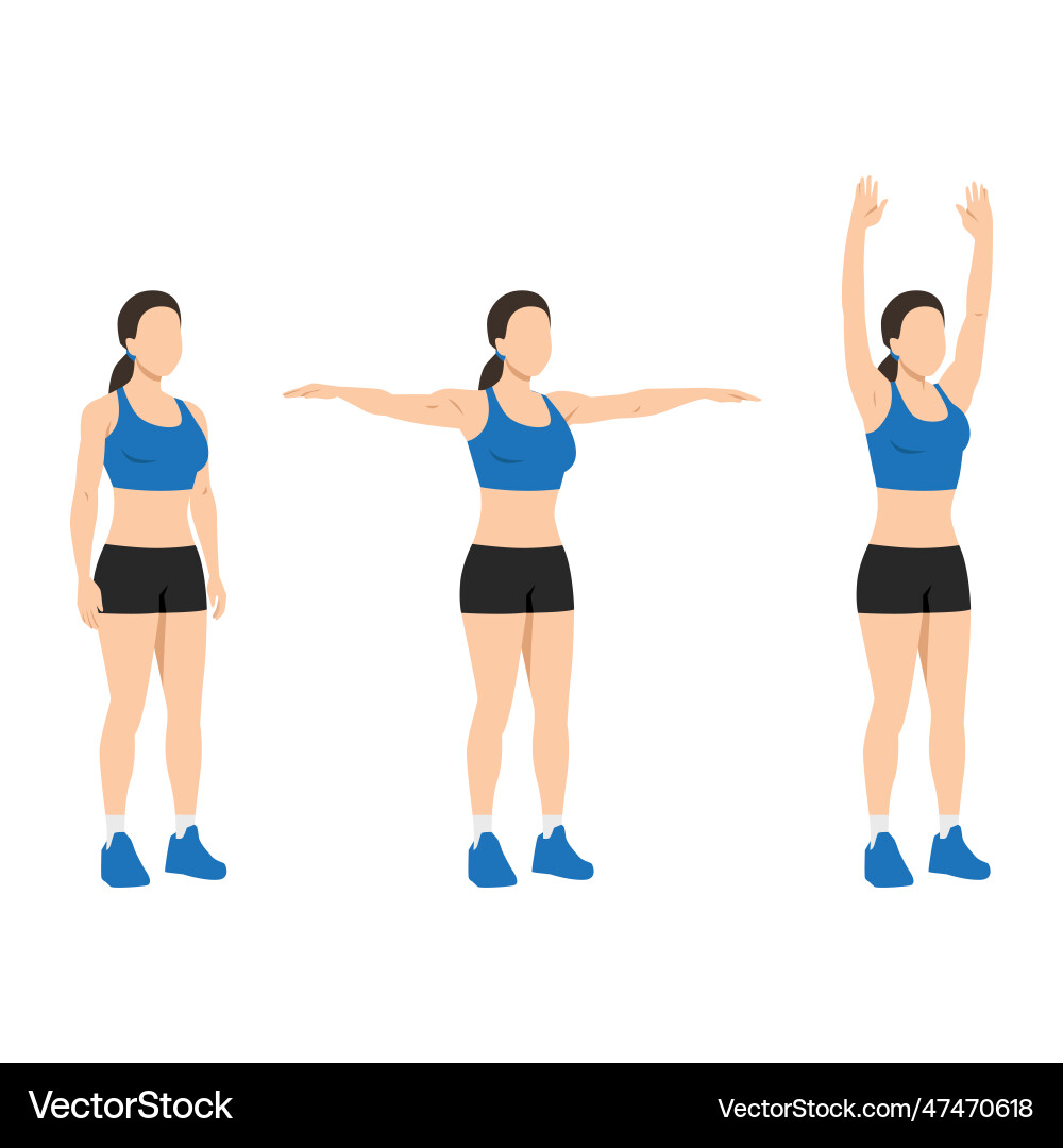 Woman doing double arm side or lateral raises Vector Image