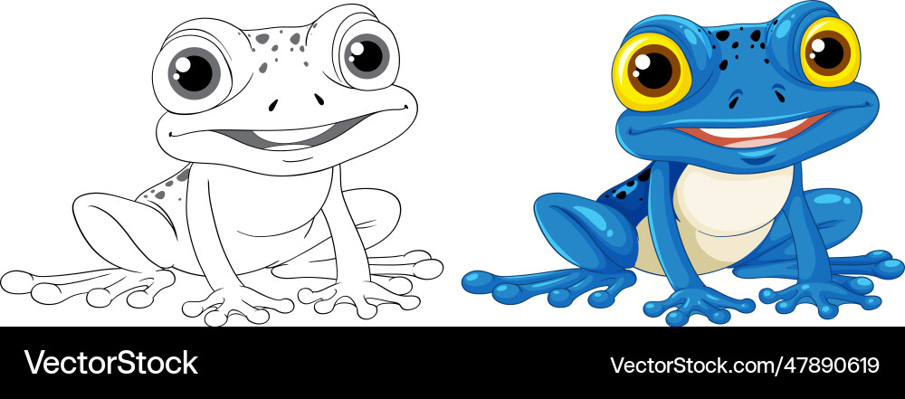 Blue frog cartoon Royalty Free Vector Image - VectorStock