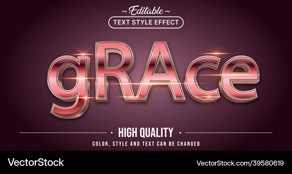 Editable text style effect - grace Royalty Free Vector Image