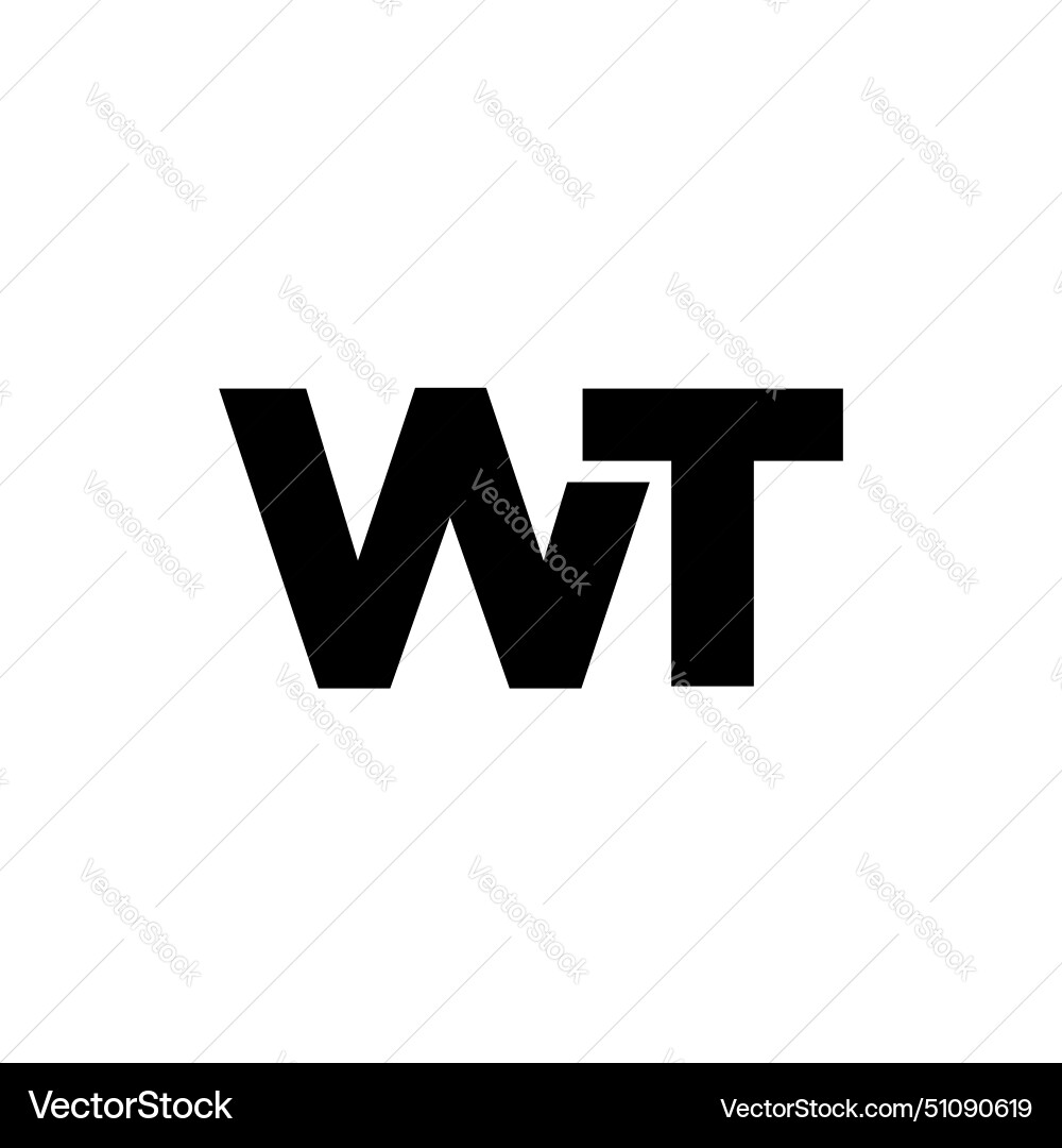 Letter w and t wt logo design template minimal Vector Image