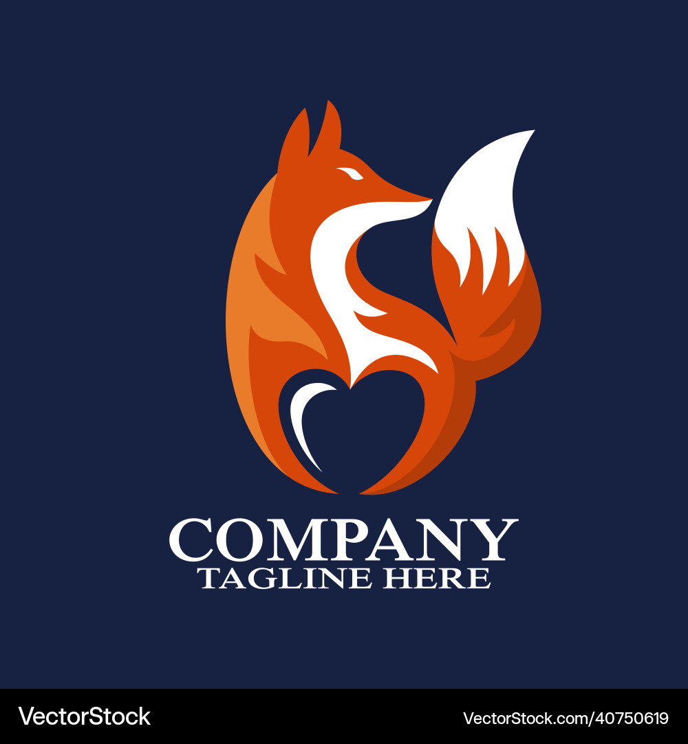 Modern fox heart logo Royalty Free Vector Image