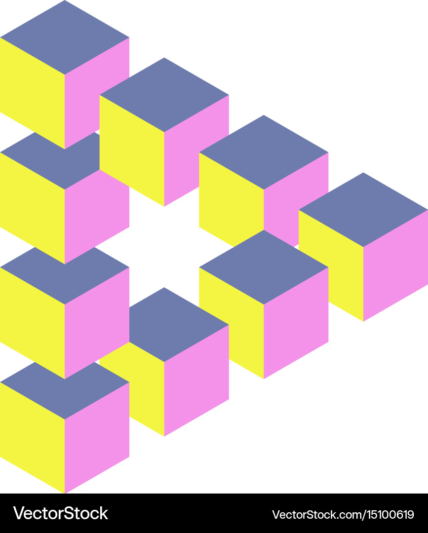 Optical triangle with cubes Royalty Free Vector Image