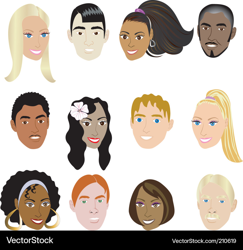 People faces Royalty Free Vector Image - VectorStock