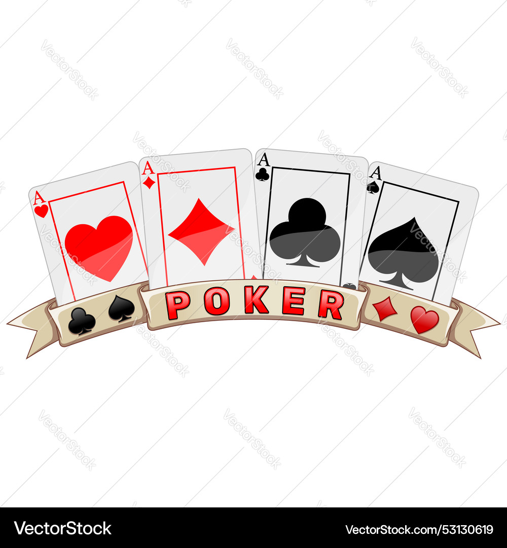 Poker cards surrounded by a ribbon Royalty Free Vector Image