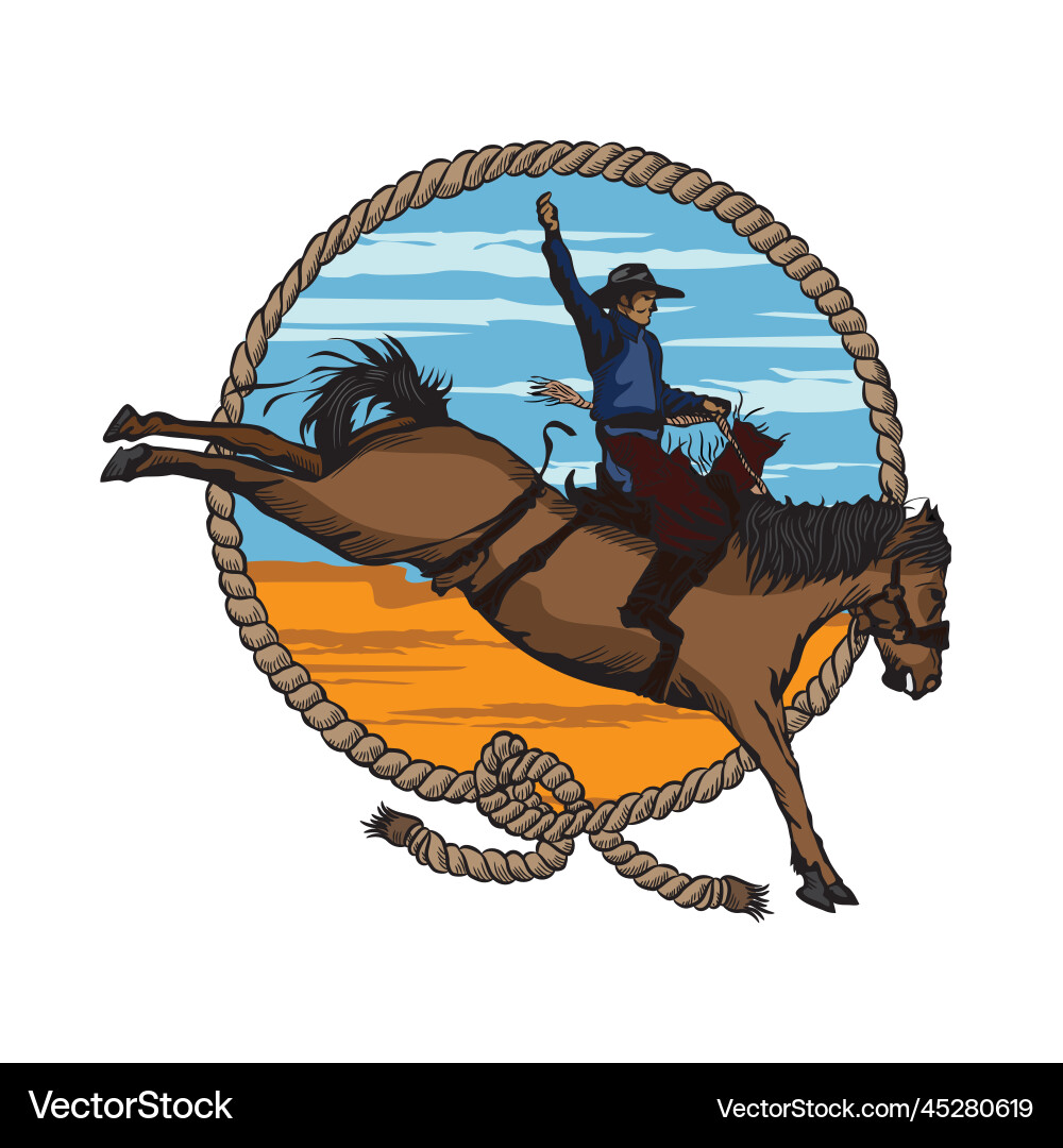 Rodeo man in hand drawn style Royalty Free Vector Image