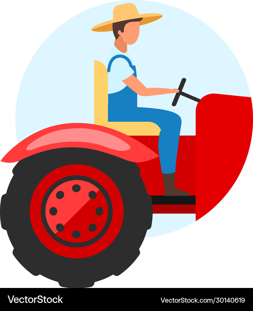 Tractor driver flat concept icon agricultural Vector Image