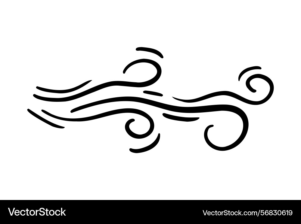 Wind gust cartoon icon doodle hand drawn outline Vector Image