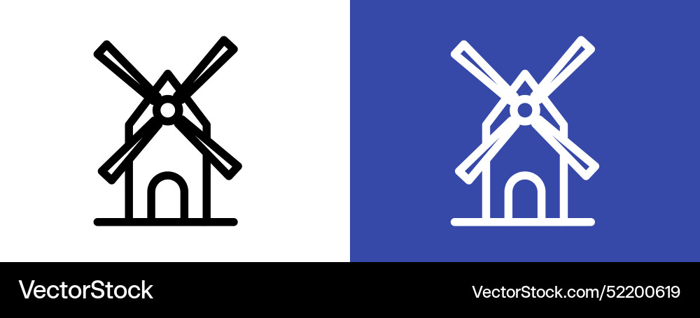 Wind mill icon logo sign set outline Royalty Free Vector