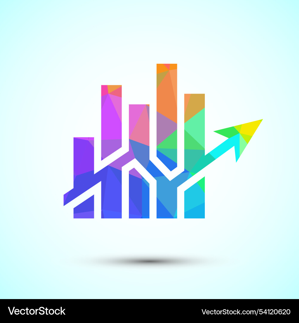 Bar chart logo design graph icon growth Royalty Free Vector
