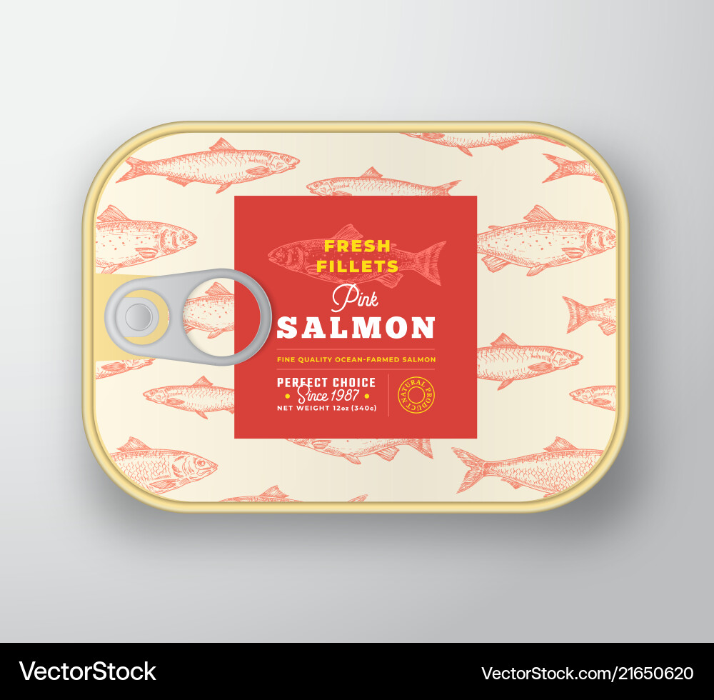 Canned fish label template abstract Royalty Free Vector