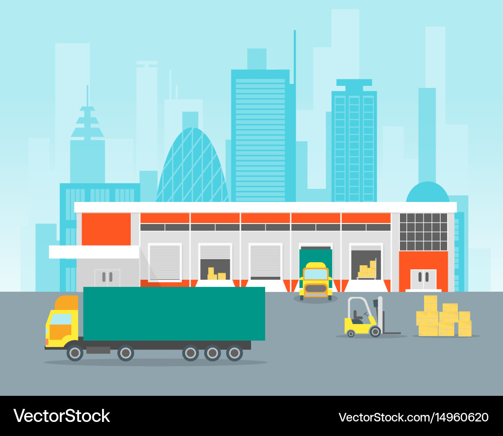 Cartoon warehouse distribution logistics Vector Image