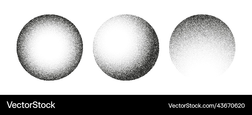Circle noise texture dotwork grain 3d sphere Vector Image