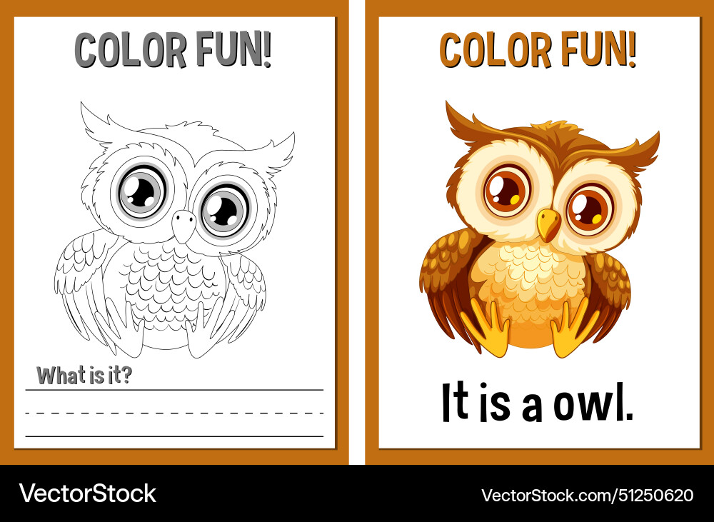 Coloring and educational activity with cute owl Vector Image