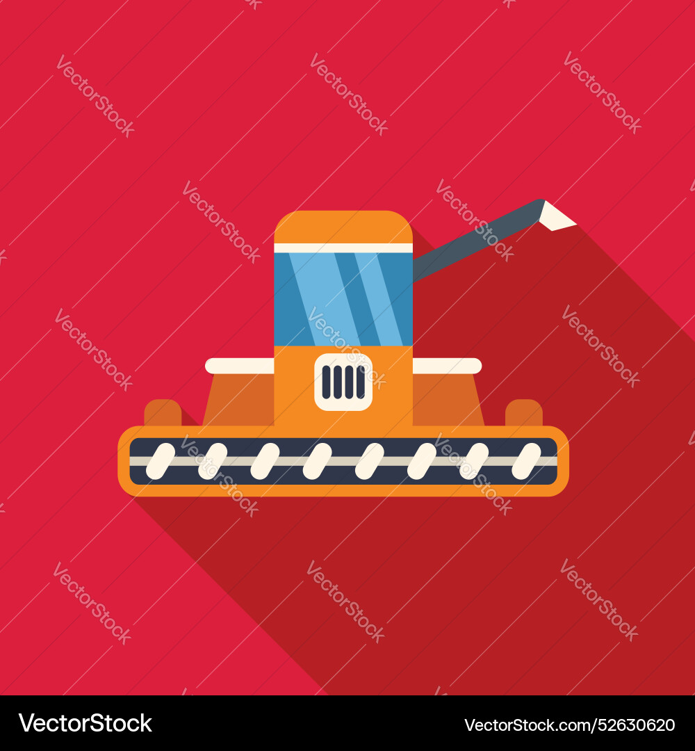 Combine harvester harvesting wheat in field flat Vector Image