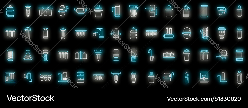 Equipment for water purification icons set Vector Image