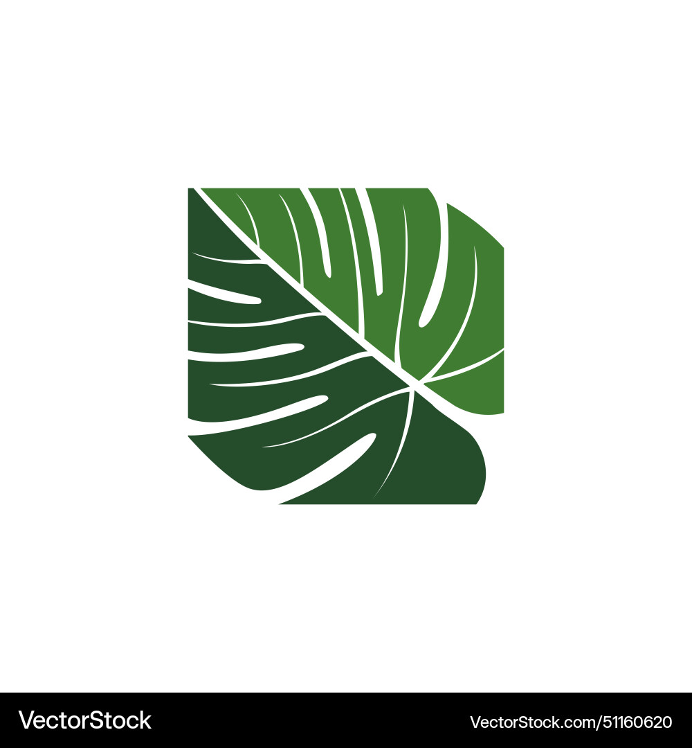 Green tropical palm leaf logo design Royalty Free Vector