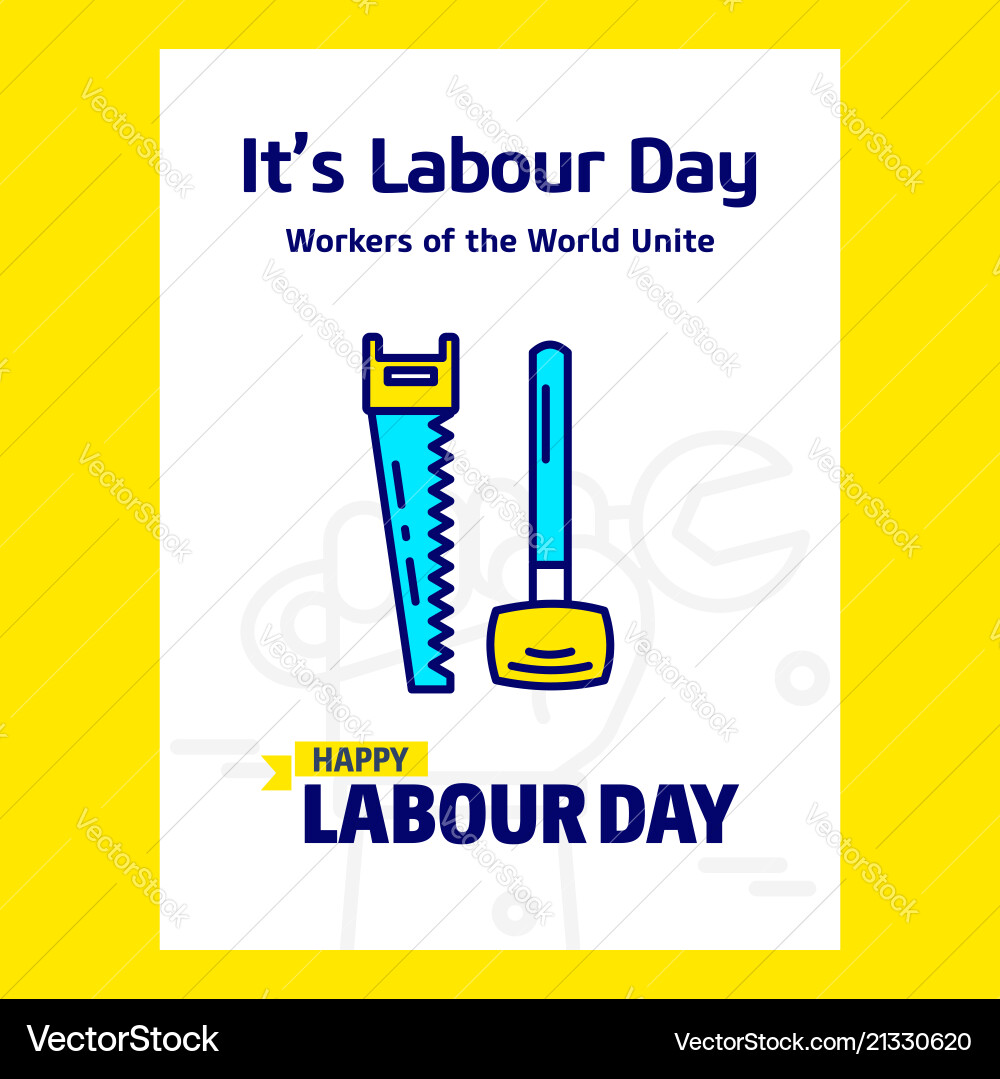 Happy labour day design with blue and yellow Vector Image