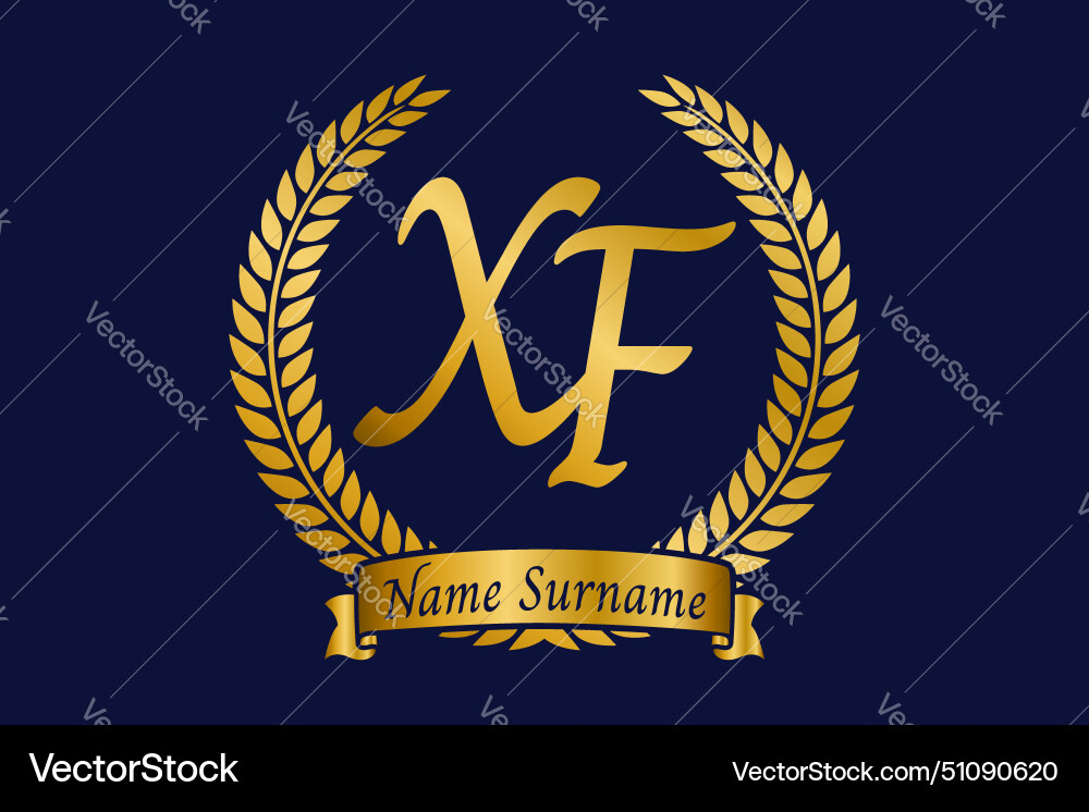 Initial letter x and f xf monogram logo design Vector Image