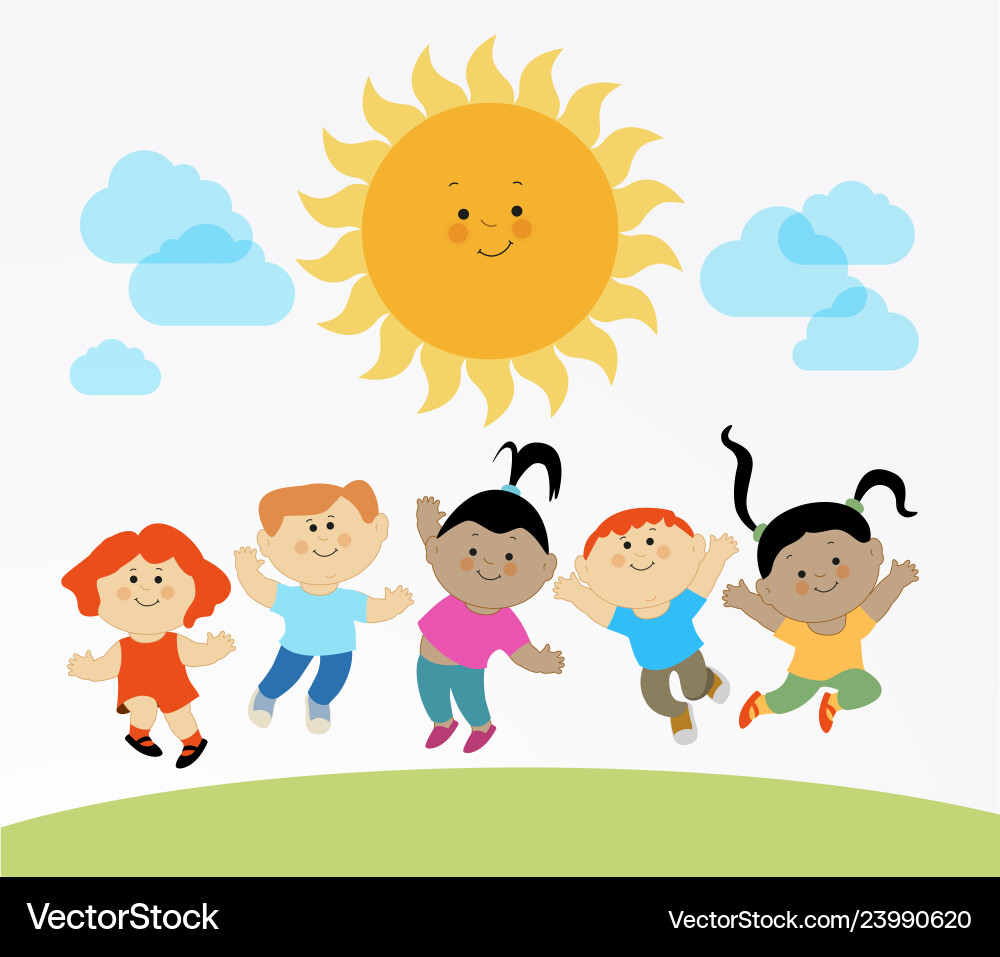 Kids playing in the sun Royalty Free Vector Image