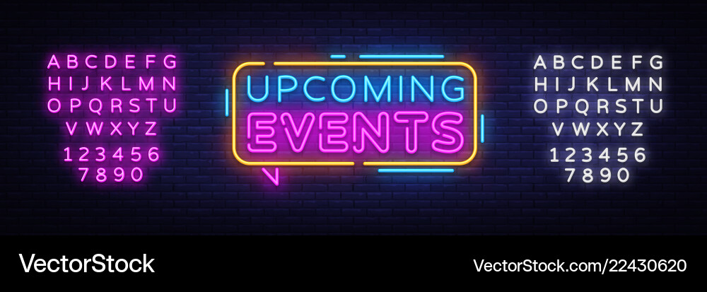 Neon Event Sign - Upcoming Royalty Free Vector Image