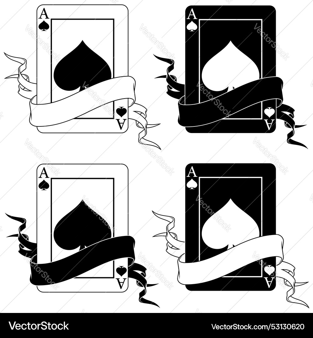 Poker cards surrounded by a ribbon Royalty Free Vector Image