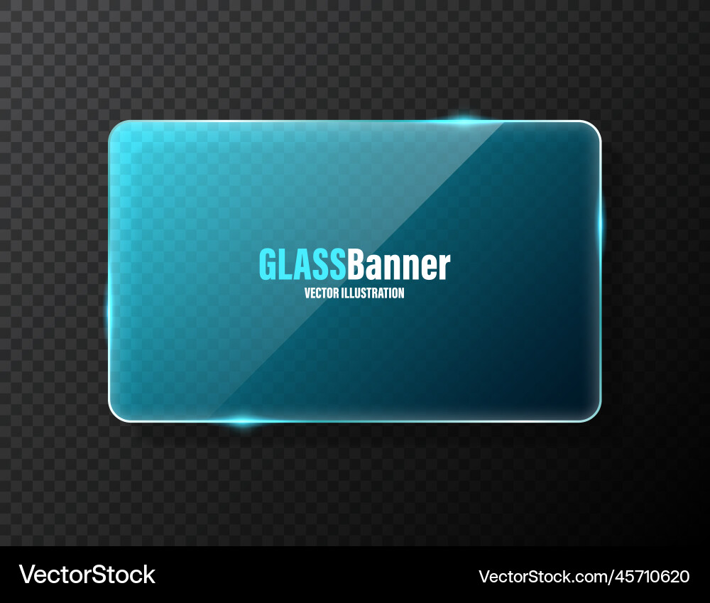 Realistic glass frame blue transparent Royalty Free Vector