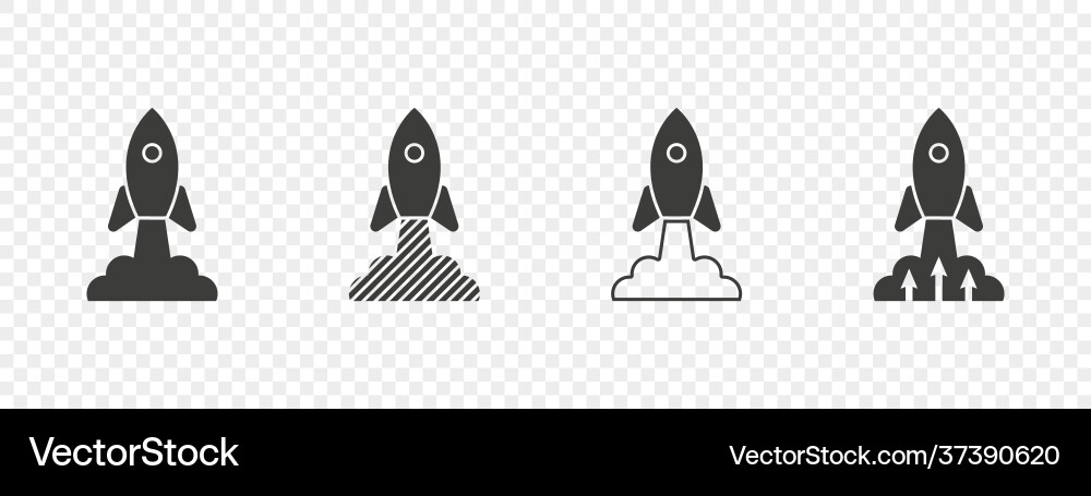 Rocket icons set spaceship launch space ship Vector Image
